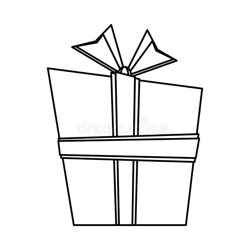 Giftbox Present Cartoon Isolated in Black and White Stock Vector ...