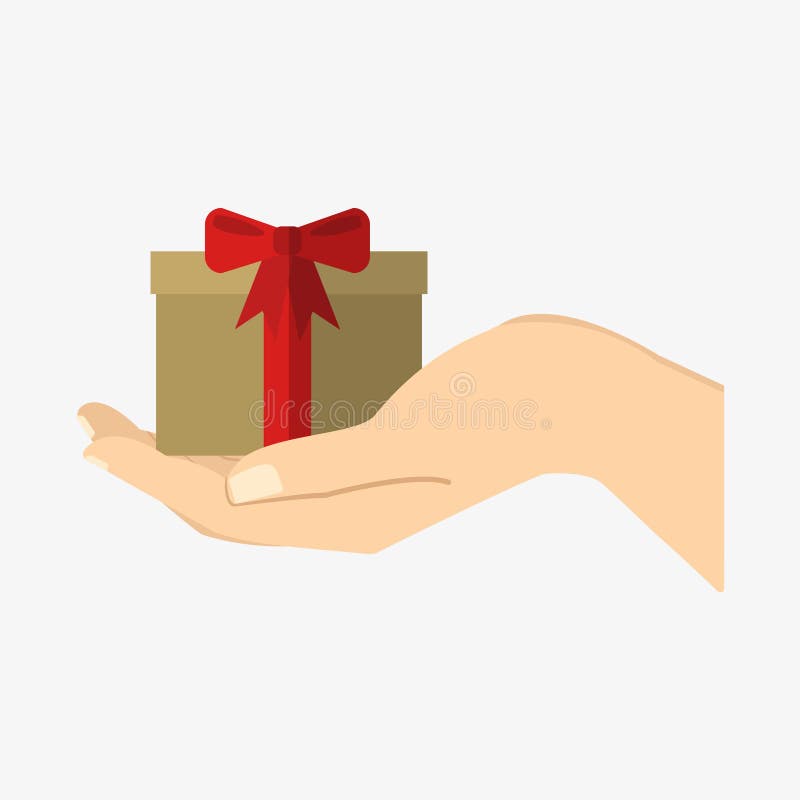 Giftbox present on hand stock illustration. Illustration of happy ...
