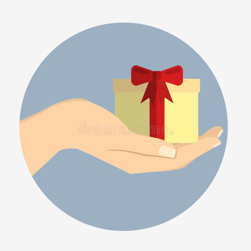 Giftbox present on hand stock illustration. Illustration of birthday ...
