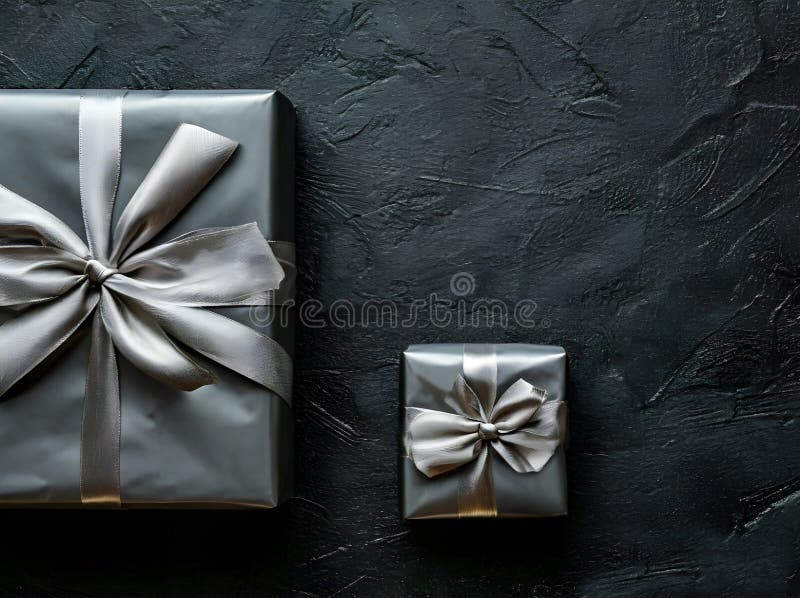 Giftboxes with Ribbon on Dark Grey Colour Background a Solid Elegant ...