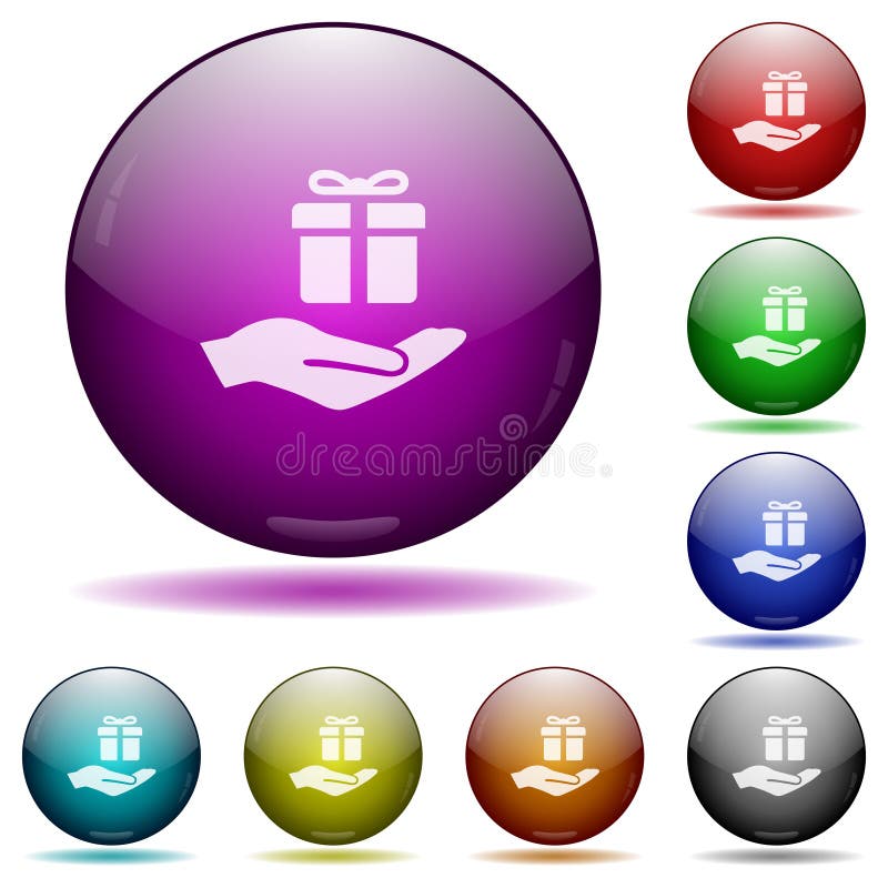 Gifting Icon in Glass Sphere Buttons Stock Vector - Illustration of ...