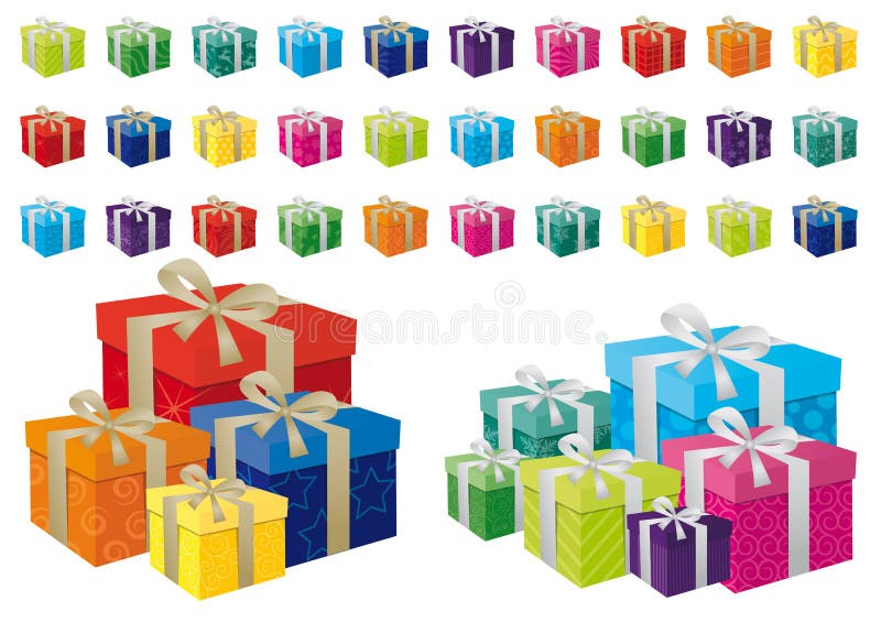 Set of Christmas gifts box stock vector. Illustration of collection ...