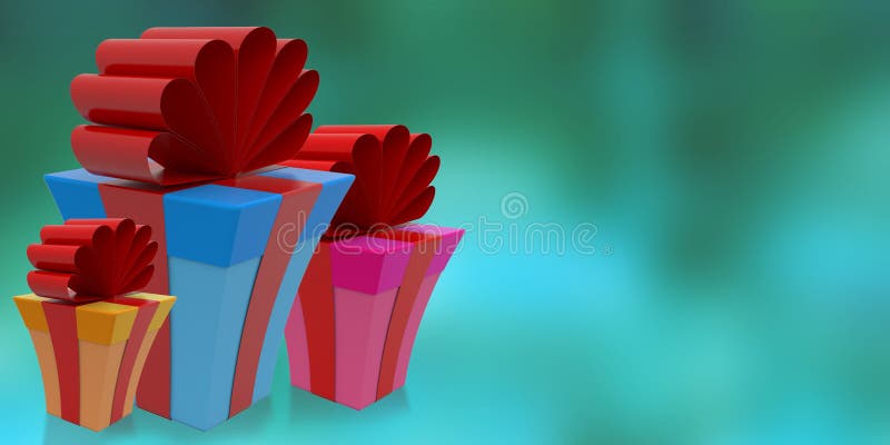Gifts on Abstract Background, 3D Rendering Stock Illustration ...