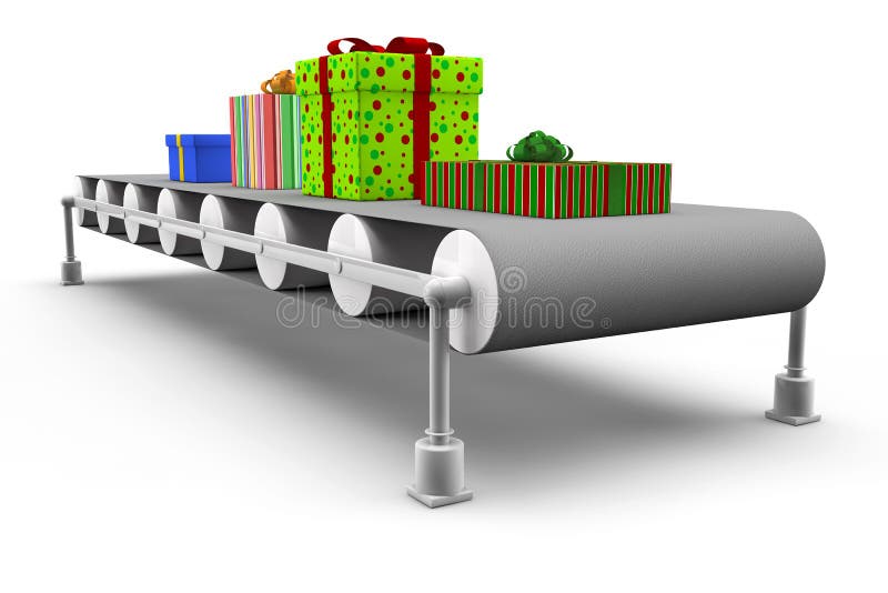 Gifts on assembly line stock illustration. Illustration of giving ...
