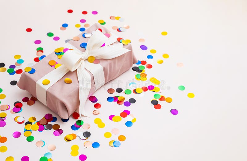 Gifts Box and Colourful Confetti Stock Image - Image of ornament ...