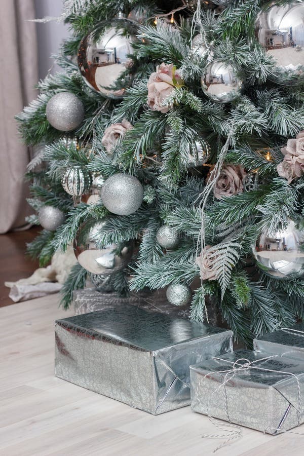 Gifts in a Box Under the Christmas Tree. Stock Photo - Image of winter ...