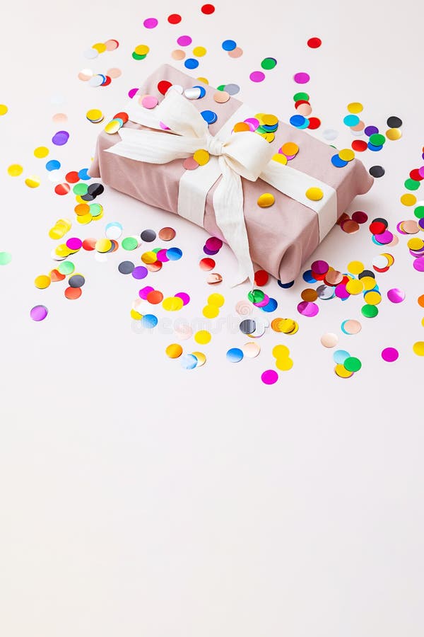 Gifts Box and Vibrant Glittering Confetti Stock Image - Image of ...