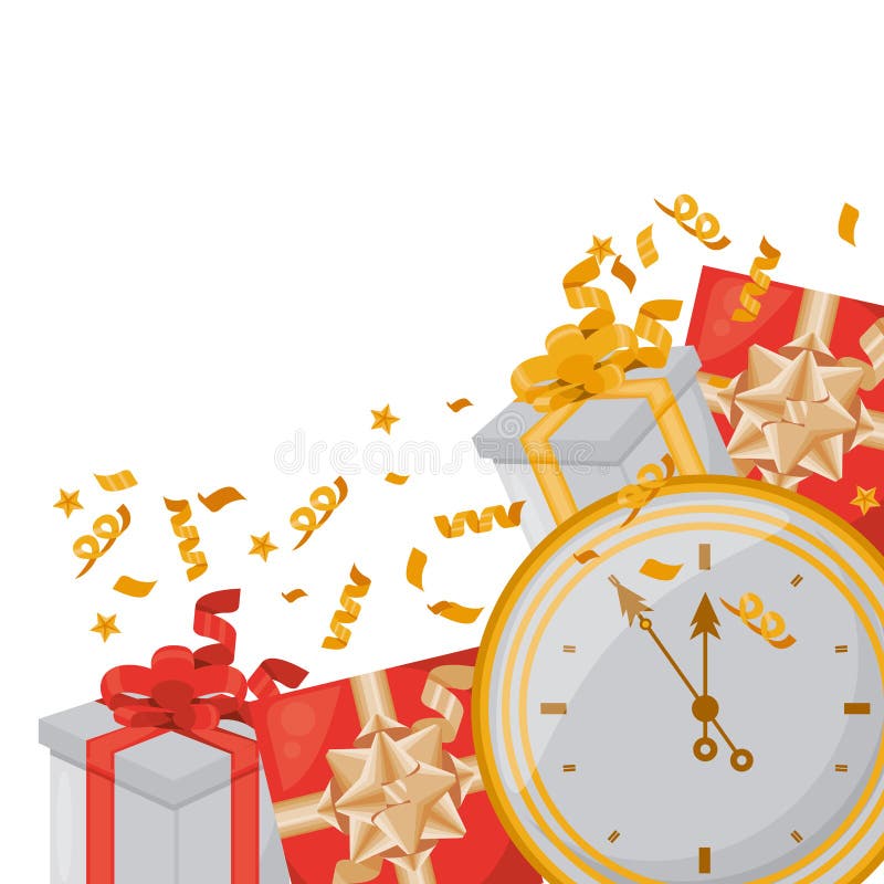 Gifts Boxes Presents with Time Clock Stock Vector - Illustration of ...