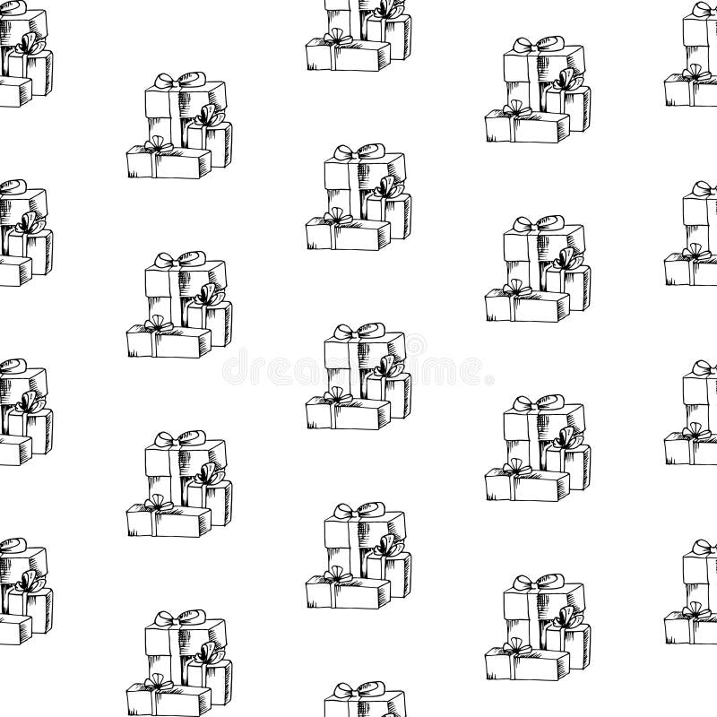Gifts Doodle Set. Collection of Hand Drawn Gift Boxes and Pockets ...