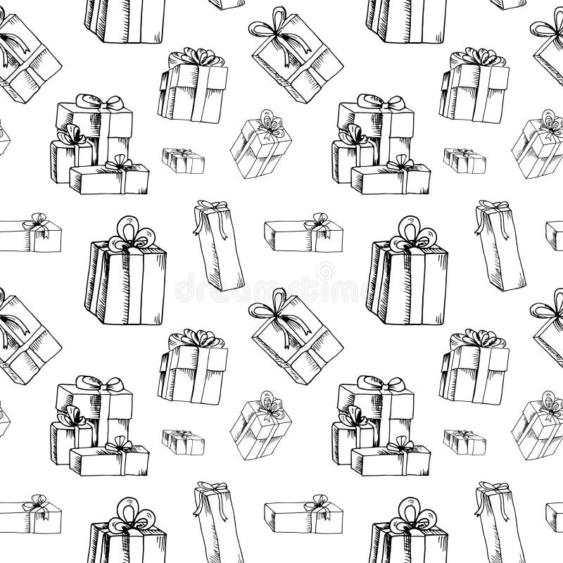Gifts Doodle Set. Collection of Hand Drawn Gift Boxes and Pockets ...