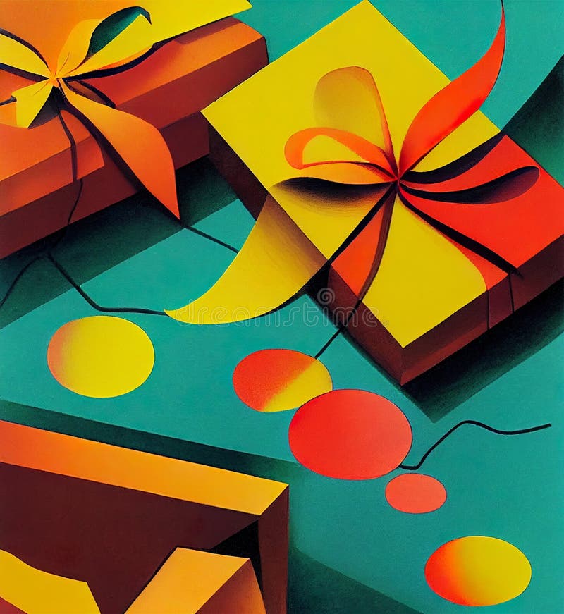 Gifts on the Ground, Abstract Cartoon Illustration, Ai Generated Image ...