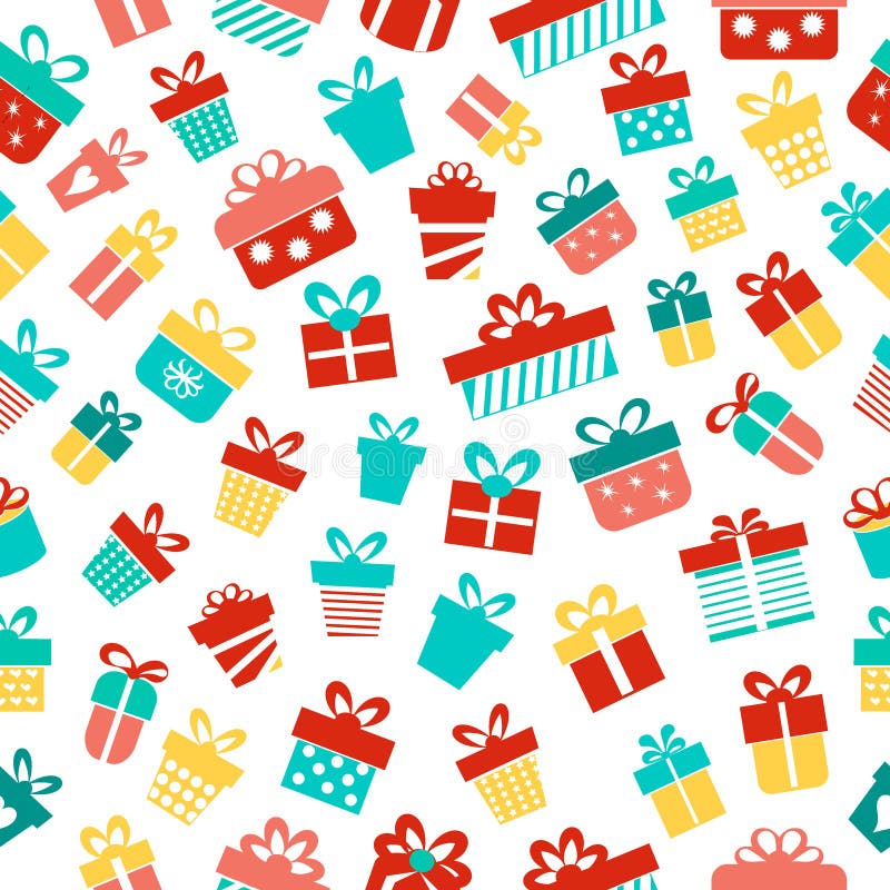 Gifts Seamless Pattern on a White Background. Vector Illustration Stock ...