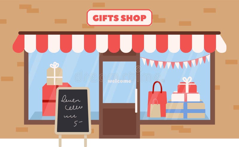 Gifts Shop Storefront stock vector. Illustration of mobile - 352492446