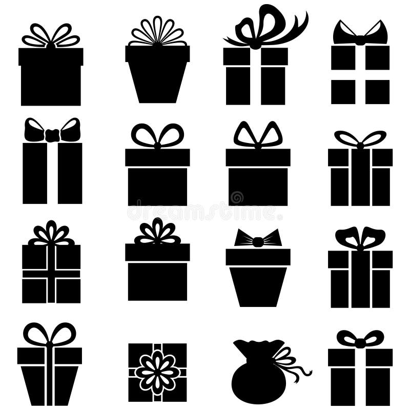 Gifts silhouette set stock vector. Illustration of graphics - 60233344