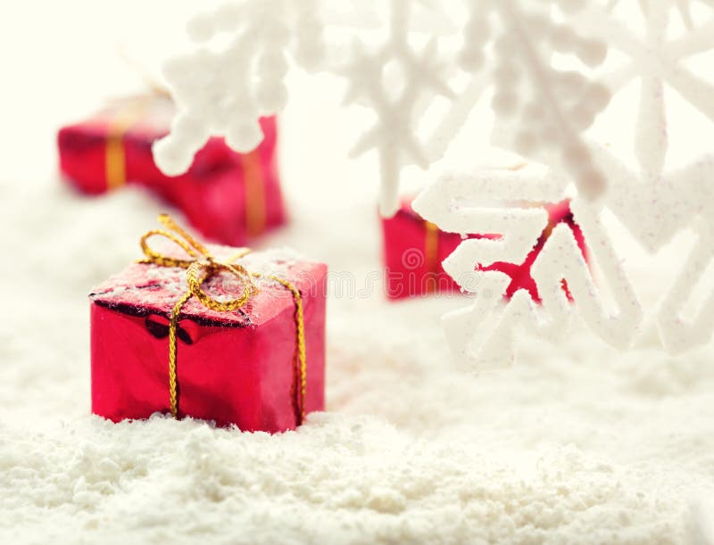 Gifts on snow stock photo. Image of christamas, gifts - 35388184