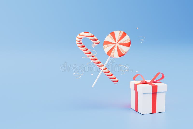 Gifts and Sweets for Christmas. a Box with a Gift and Lollipops on a ...
