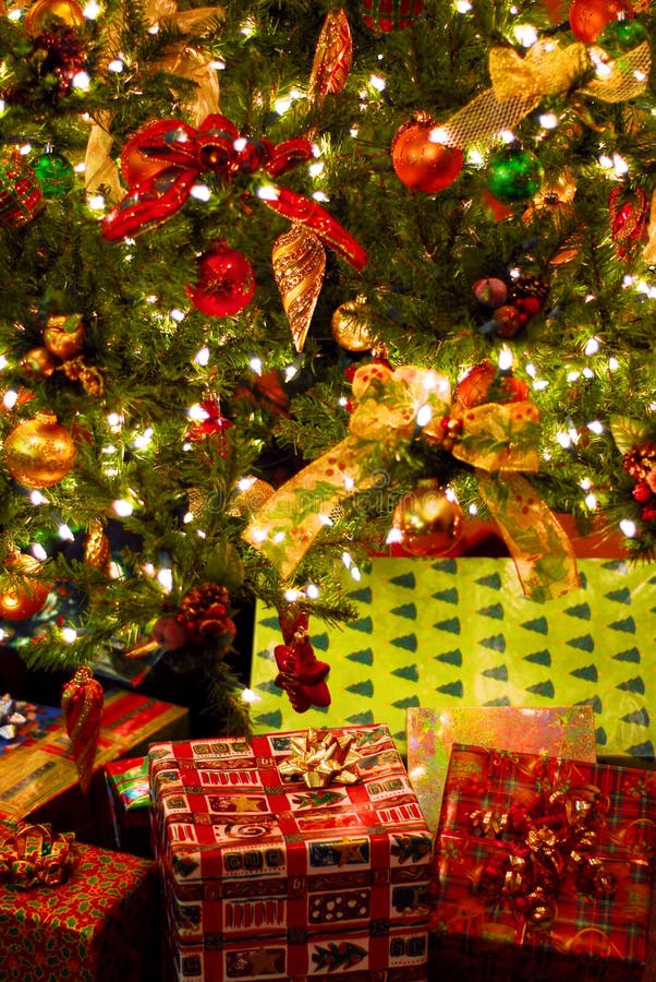 Gifts under Christmas tree stock photo. Image of wrapped - 3235364