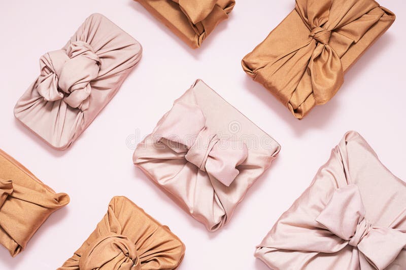 Gifts Wrapped in Reusable Fabric. Zero Waste Holiday Concepts Stock ...