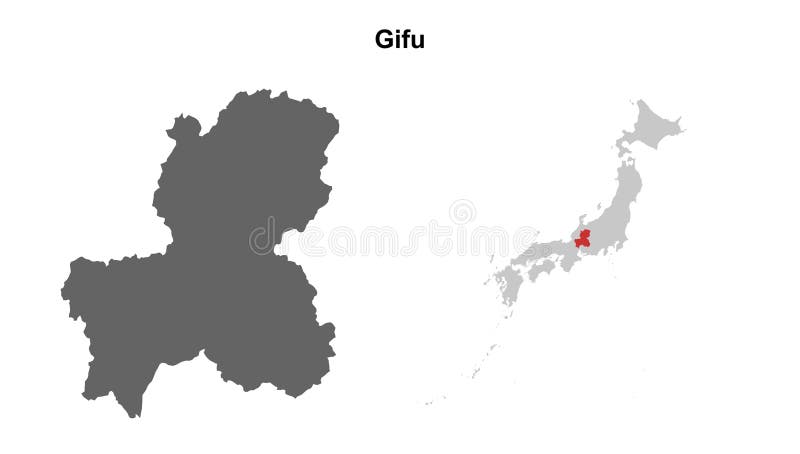 Gifu outline map stock vector. Illustration of territory - 378997988