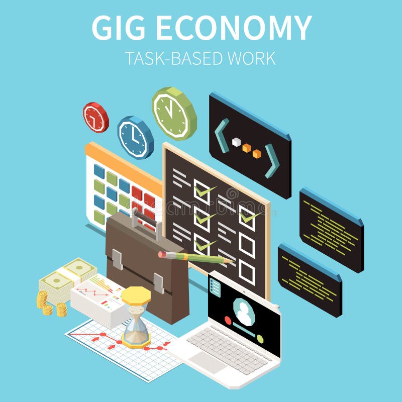 Gig Economy Isometric Composition Stock Vector - Illustration of work ...