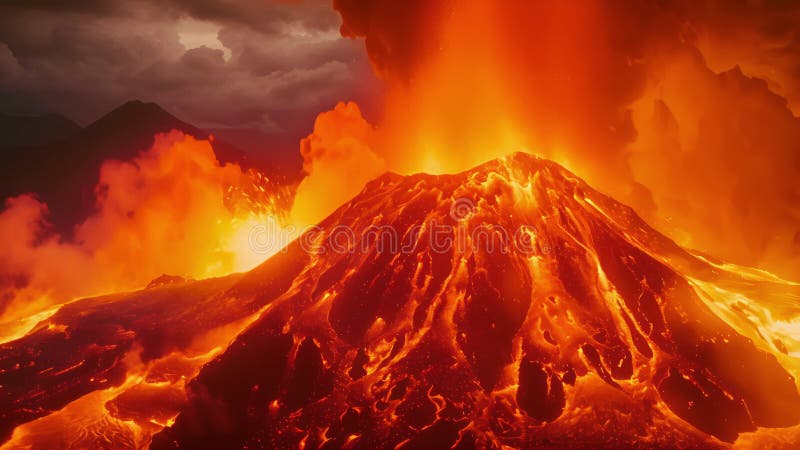 Massive Mountain Erupting with Fire Stock Footage - Video of forceful ...