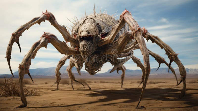 Gigantic Prehistoric Spider Hyper-realistic Sci-fi Desert Terrorwave ...