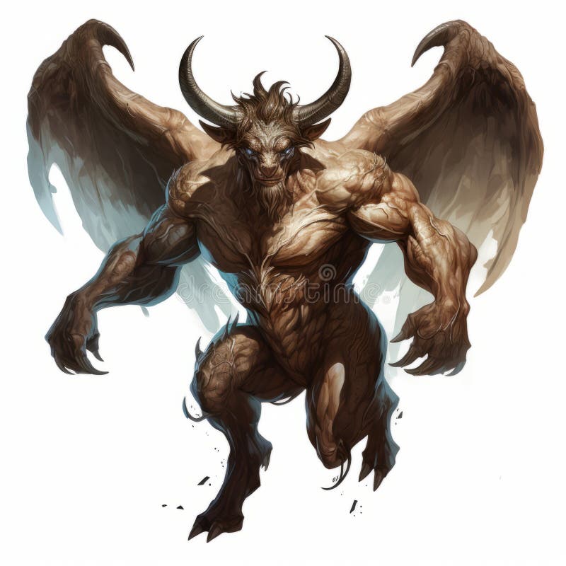 Gigantic Scale Illustration of a Dignified Minotaur with Wings Stock ...