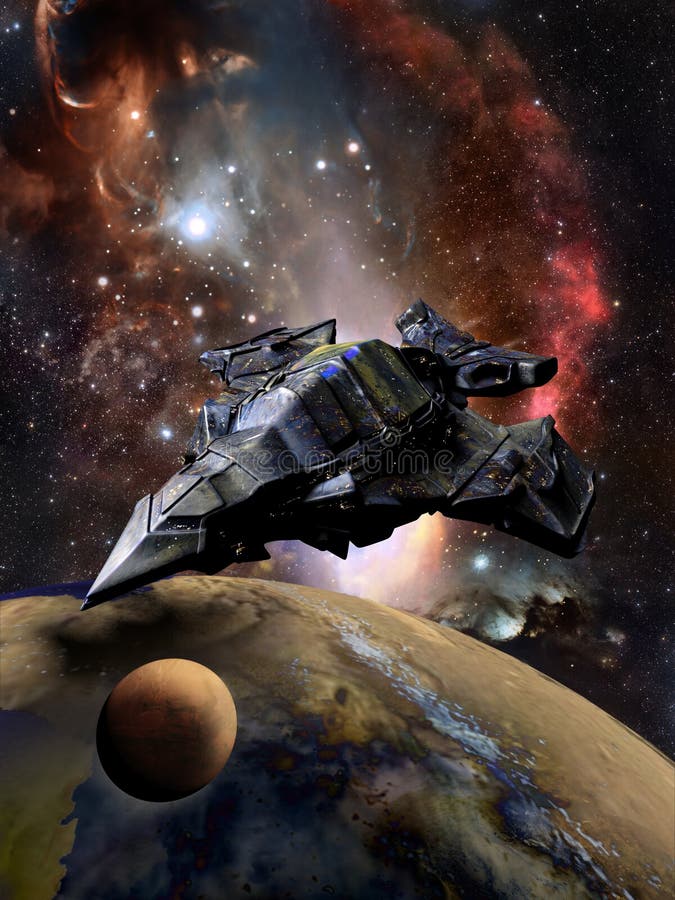 Gigantische Ruimteschip En Planeet Stock Illustratie - Illustration of ...