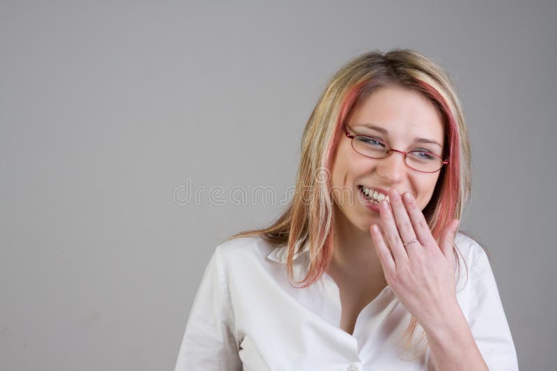Giggling young woman stock image. Image of laugh, feminine - 4069189