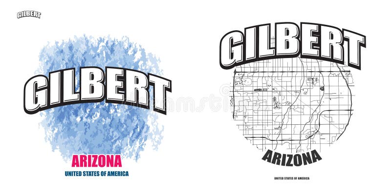 Mappa Di Gilbert Arizona City Con L'illustrazione Americana Della ...