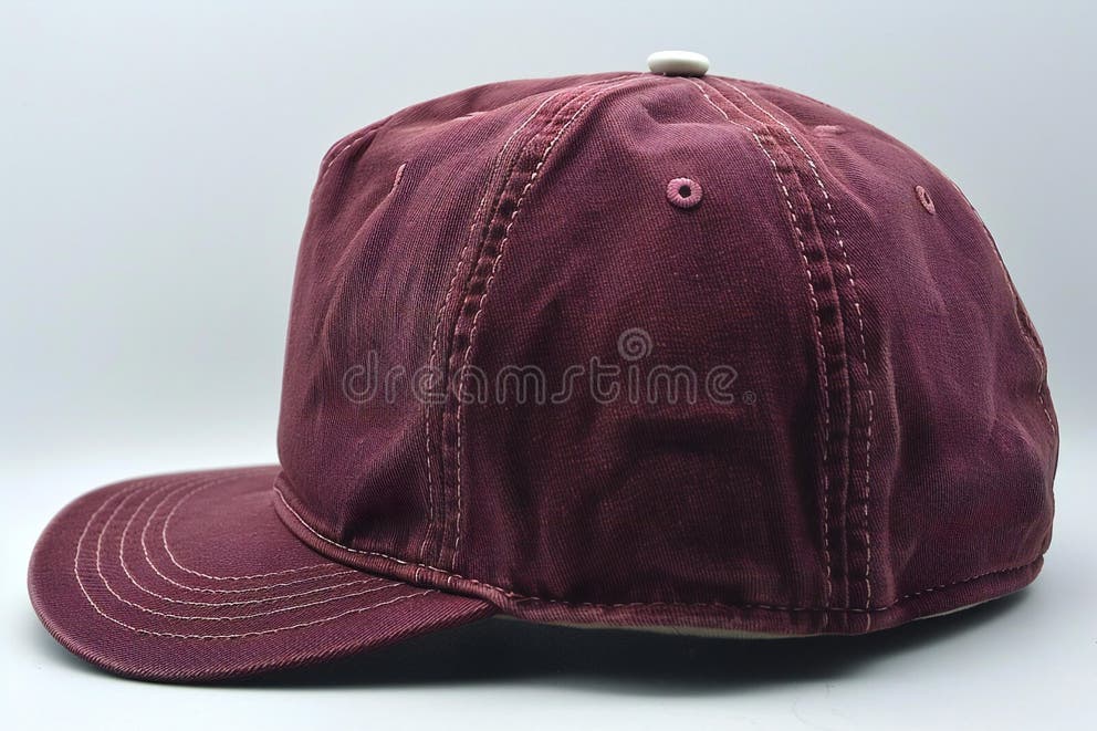 Gildan Brand Flat Bill Hat, Solid Dark Red with White Top Button on ...