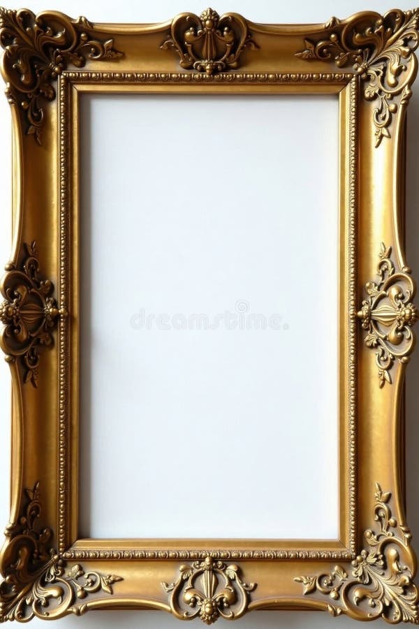 Gilded Antique Picture Frame, Crisp White Backdrop , Retro Frame ...
