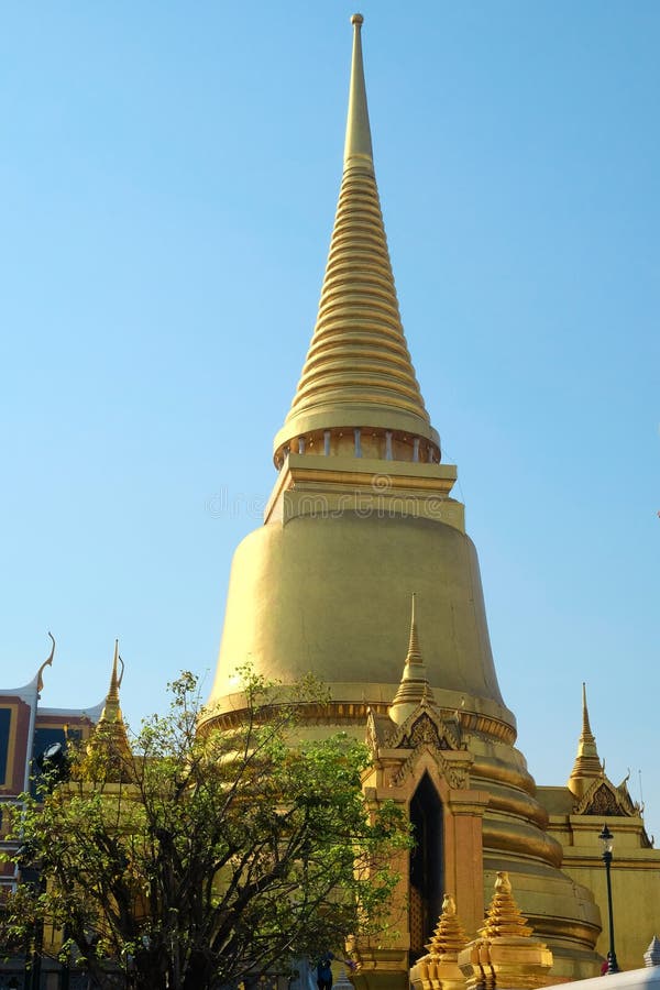 Gilded Conical Tower in the Temple of the Emerald Buddha Stock Photo ...