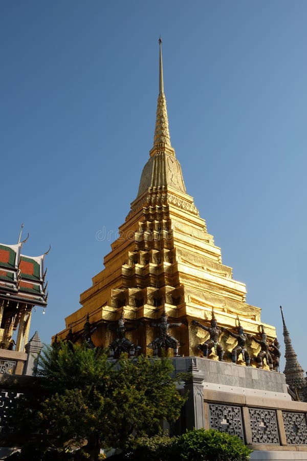 Gilded Conical Tower on the Territory of a Buddhist Temple in Bangkok ...