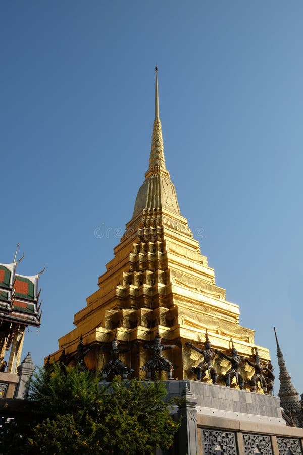 Gilded Conical Tower on the Territory of a Buddhist Temple in Bangkok ...