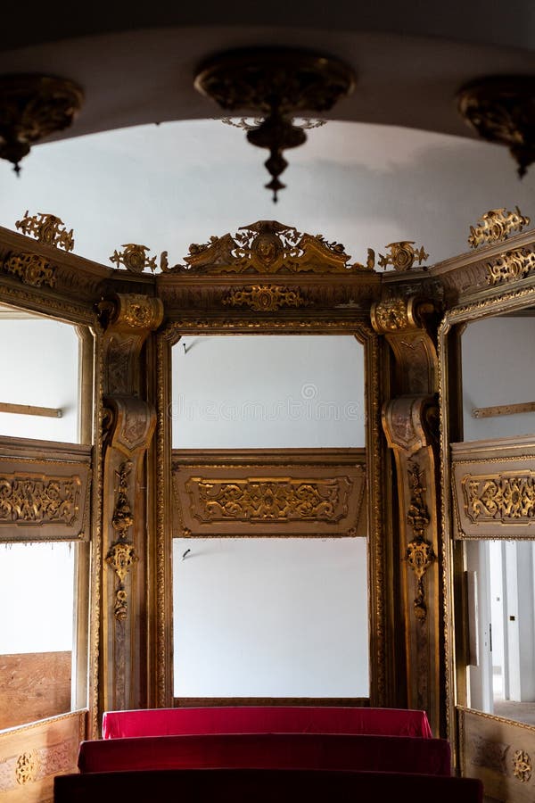 Gilded Decor in the Old Cathedral on the Walls Stock Image - Image of ...