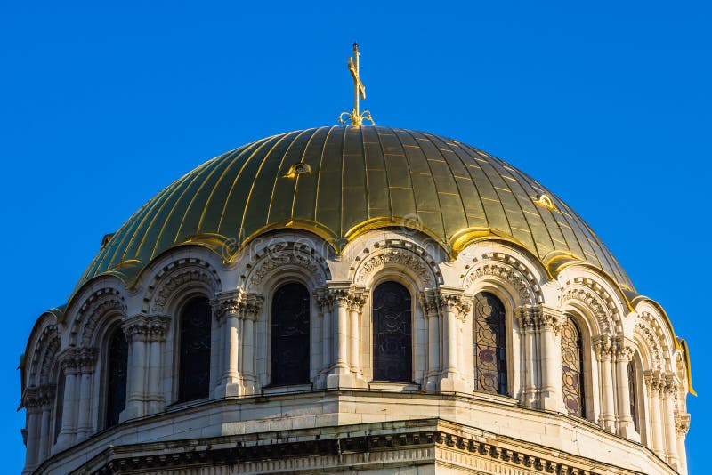 Gilded Dome Of St. Alexander Nevski Orthodox Cathedral Stock Photo ...