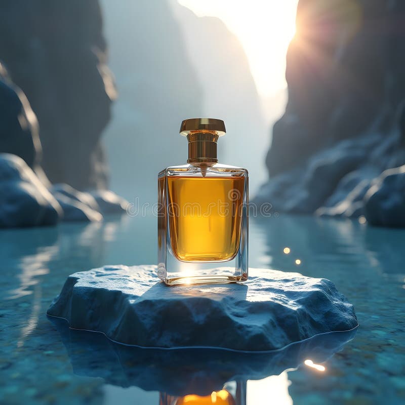 Gilded Elixir: a Luxurious Scene on Polished Blue Quartz Stock ...