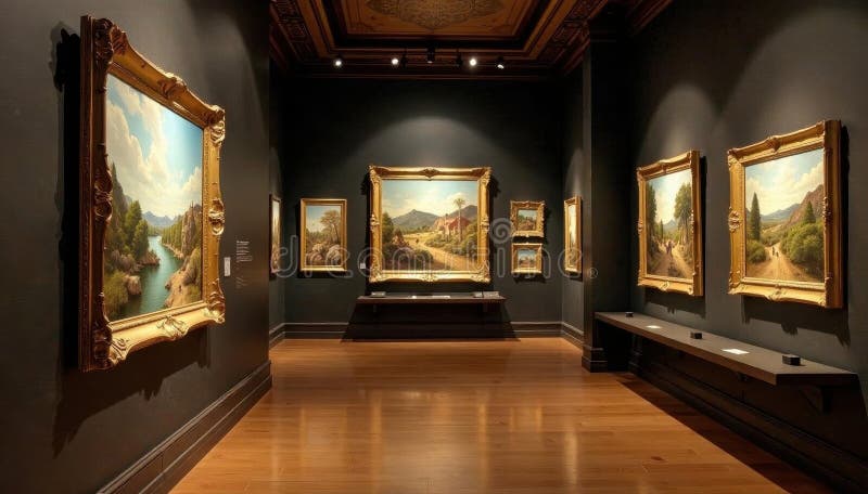 Gilded Frame Showcasing Artwork, Museum Setting, Art, Collection ...