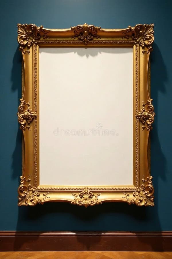 Gilded Frame Showcasing Artwork, Museum Setting, Museum, Display Stock ...