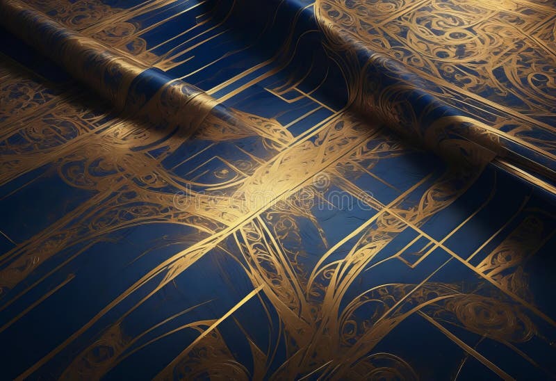 Gilded Gold & Deep Navy Abstract Symphony Stock Illustration ...