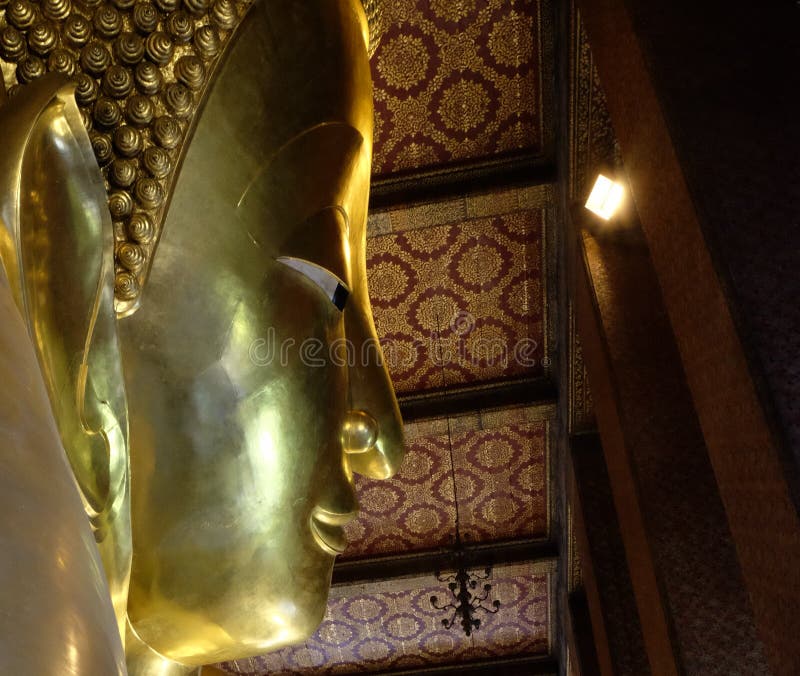 The Gilded Image of the Face of Buddha from an Ancient Monastery Stock ...