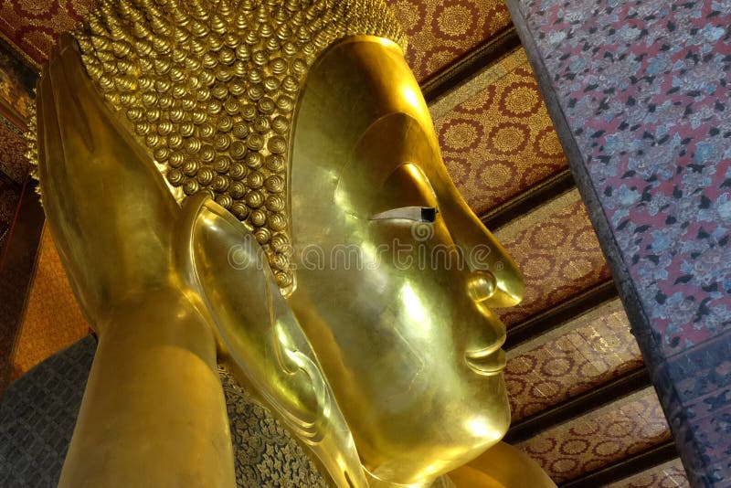 The Gilded Image of the Face of Buddha from an Ancient Monastery Stock ...