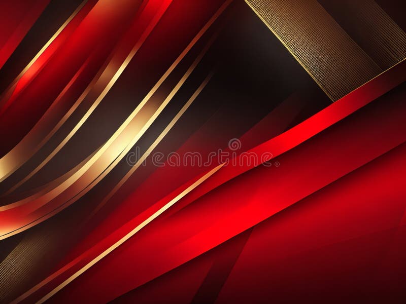 Gilded Lines: 3D Red and Gold Abstract Background. Stock Illustration ...