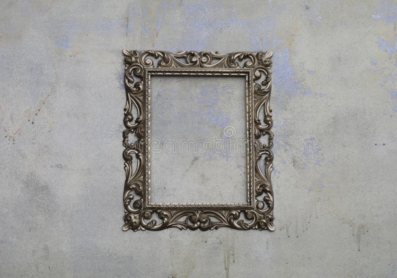 Museum Frame on Cement Wall Stock Image - Image of gold, victorian ...