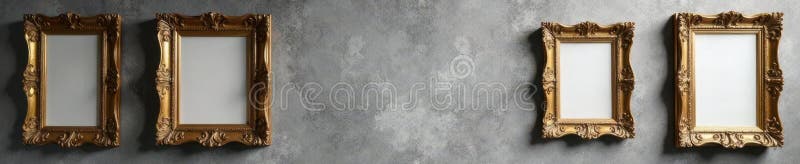 Gilded Ornate Frames Adorn a Textured Grey Wall , Vintage Frame ...