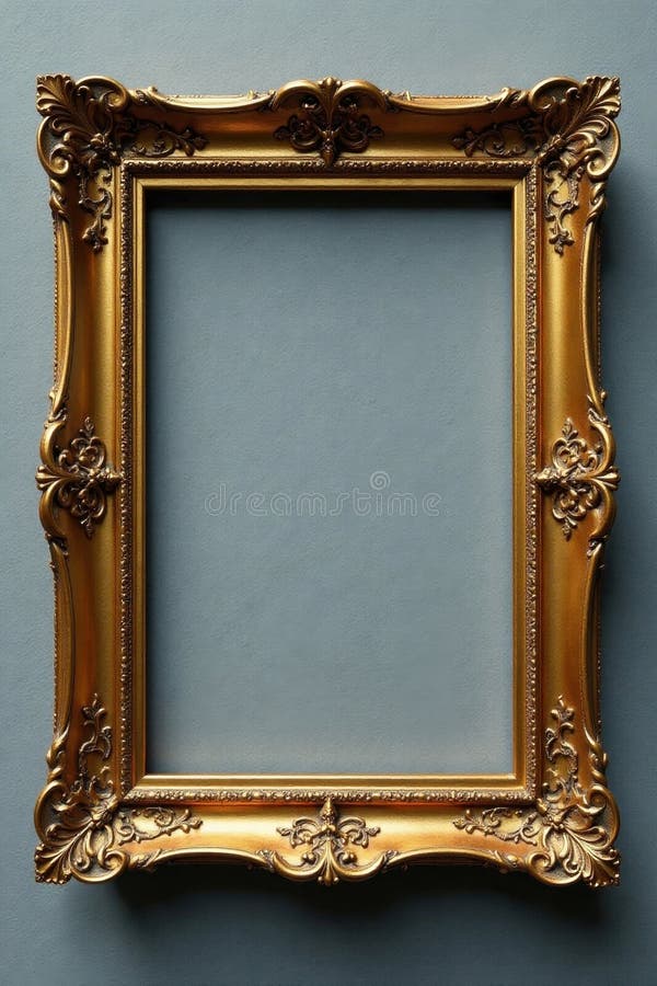 Gilded Ornate Frames Against a Textured Grey Wall , Stylish, Decor ...