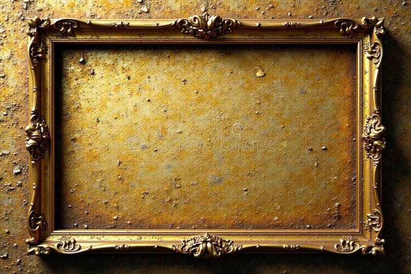 Gilded Rectangular Frame Cutout, Aged Texture, Blank Space, Deco ...
