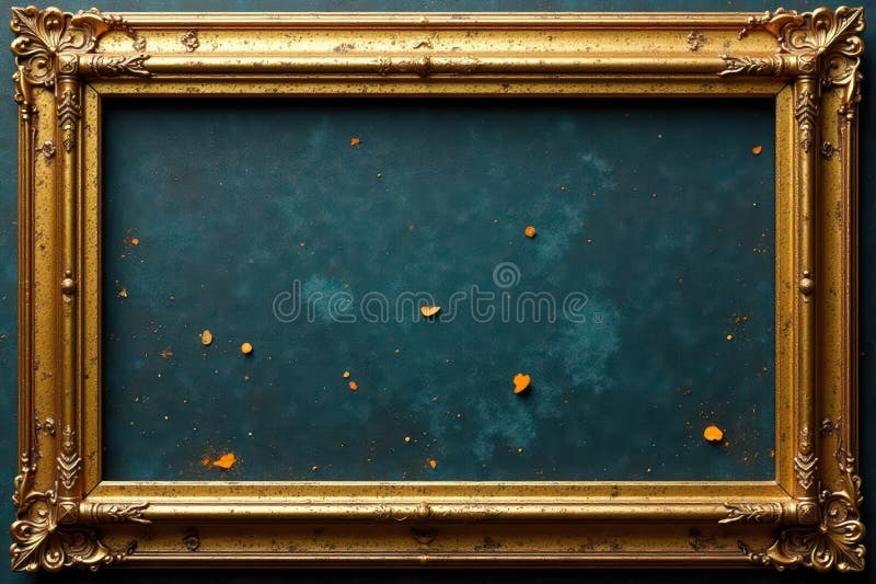 Gilded Rectangular Frame Cutout, Aged Texture, Blank Space, Golden ...