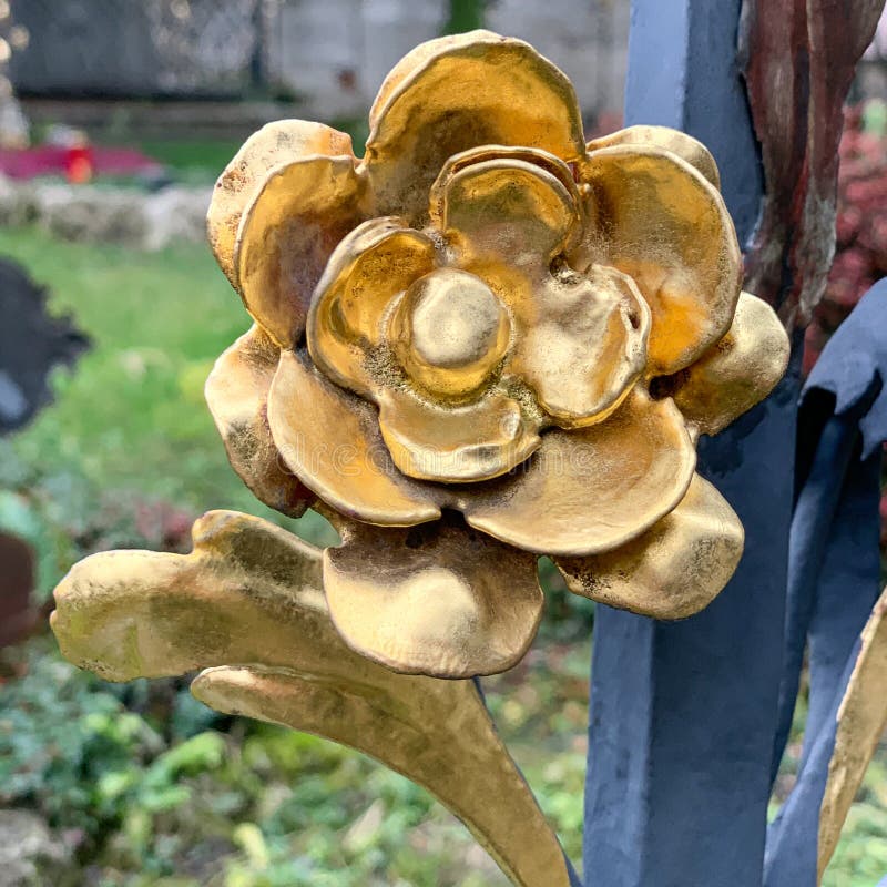 Gilded rose made of metal stock image. Image of love - 166401501